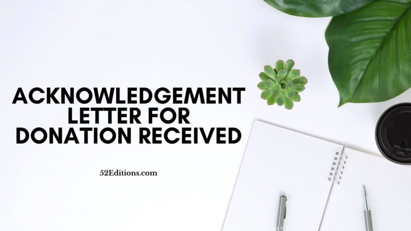 Acknowledgement Letter For Donation Received – 52Editions