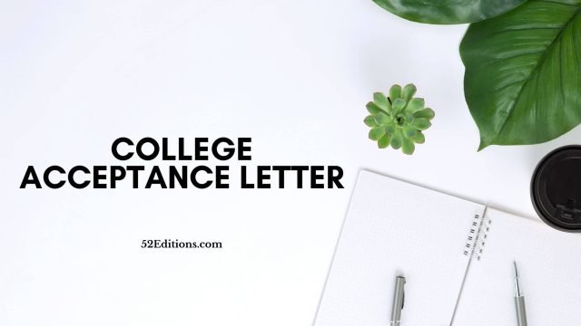 College Acceptance Letter (Sample) // Get FREE Letter Templates (Print ...